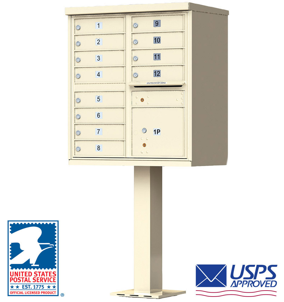 12-Door Cluster Mailbox - USPS Approved, Pedestal Included